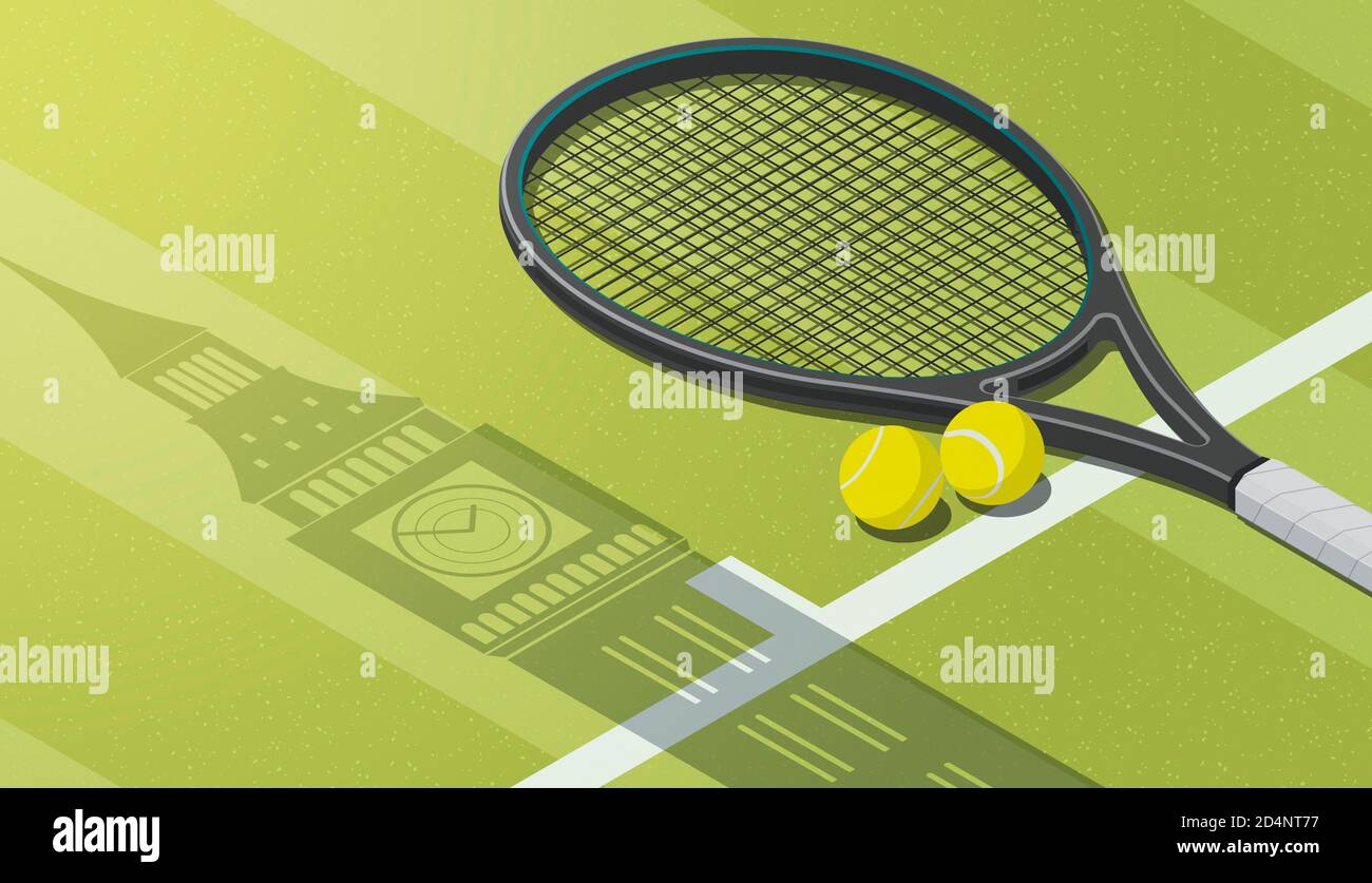 Tennis tournament in London: Big Ben shadow, racket and balls on the ...