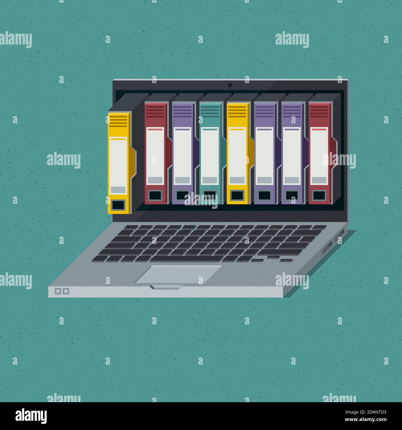 Accessible folders on the laptop screen, database and information ...