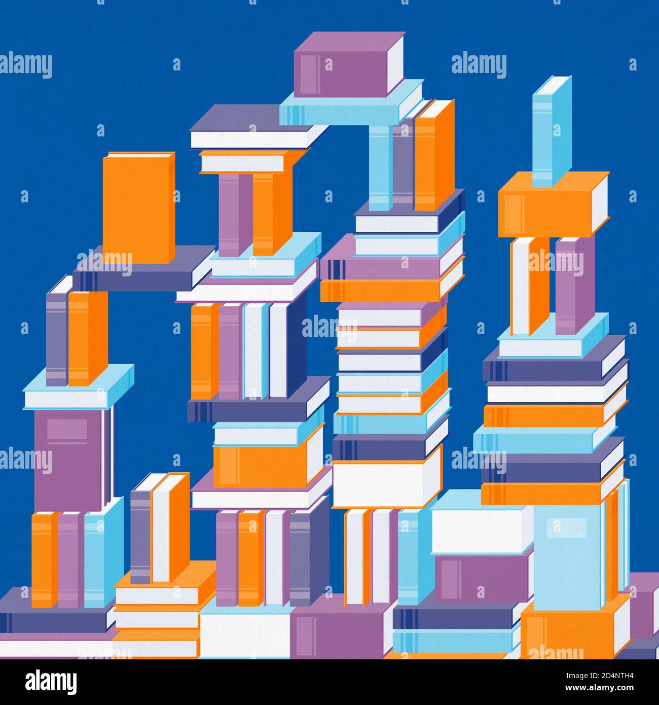 Colorful books stacked on each other, education and building knowledge ...