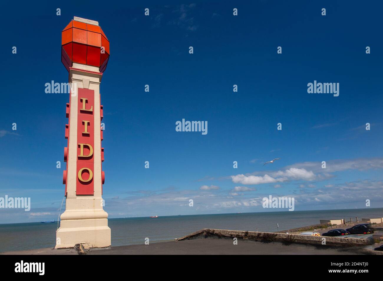The famous lido tower and sign from the 1920s in Margate, Kent Stock ...