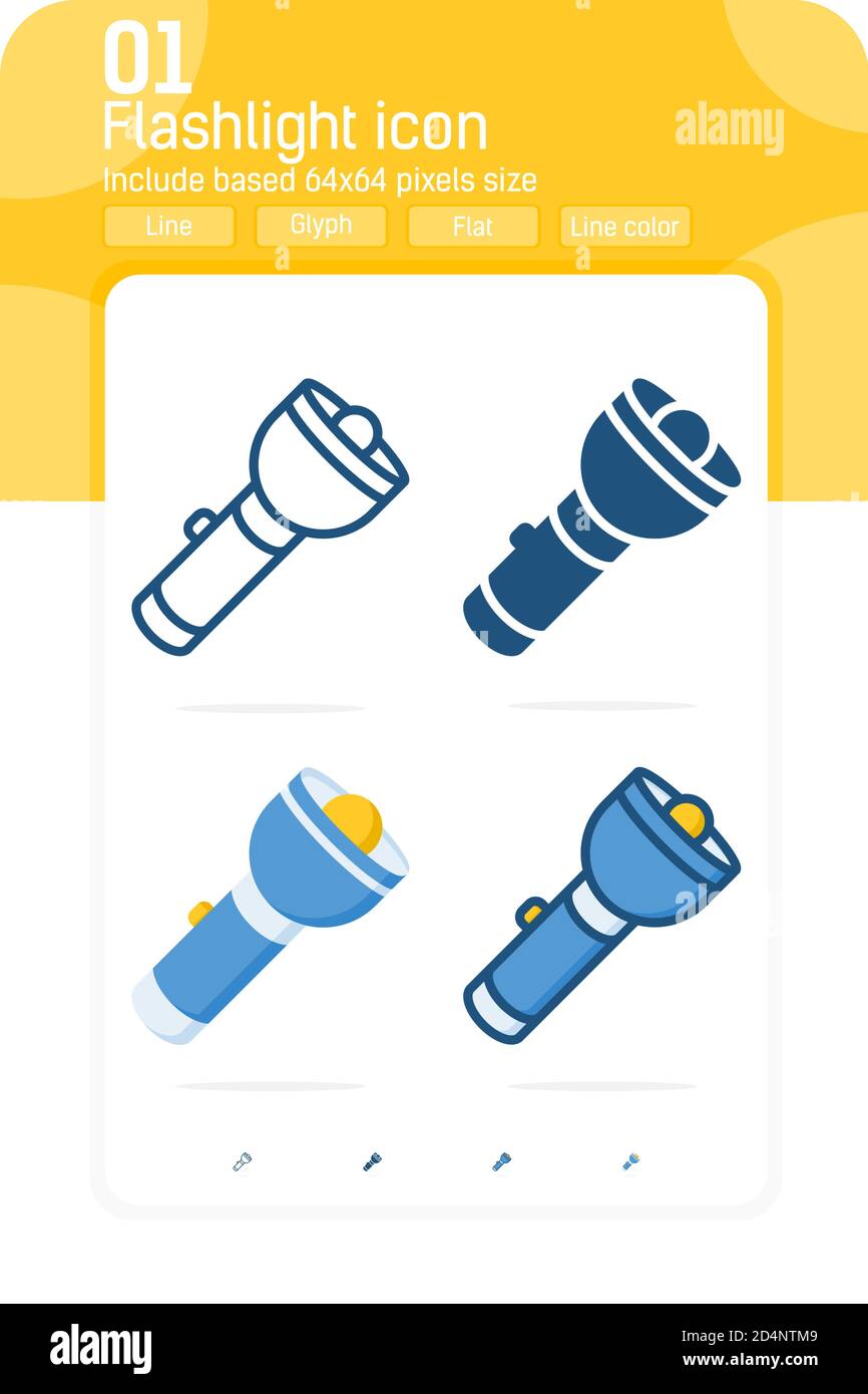 Flashlight premiun icon with multiple style isolated on white ...