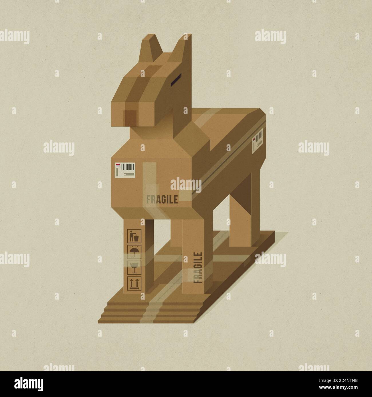 Squared horse in a custom cardboard package box, delivery and shipping ...