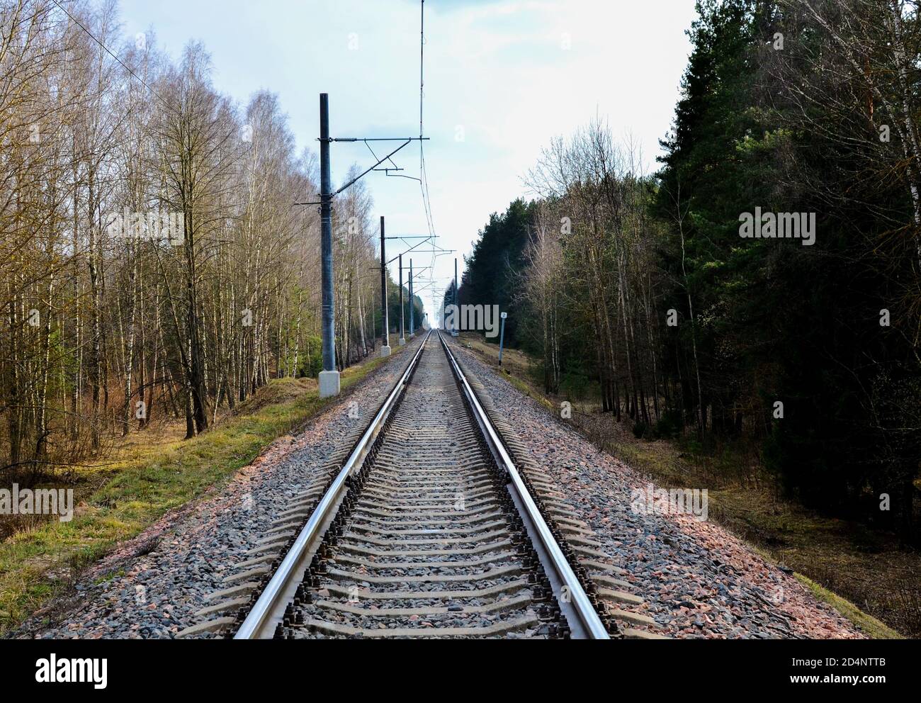 Railway track. Trains running along the busy railway line. Rail roads ...