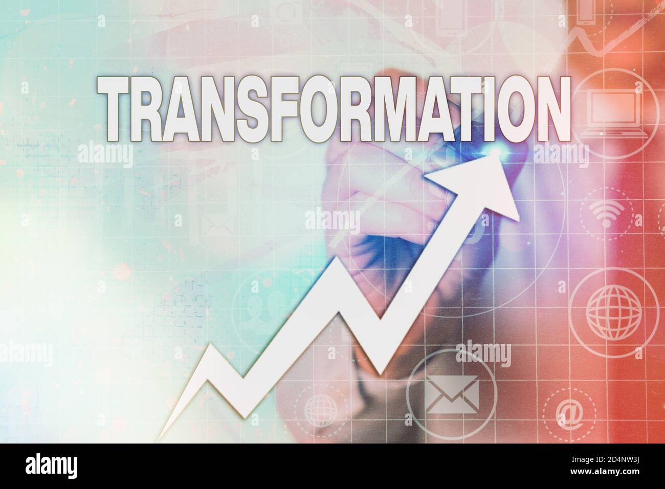 Writing note showing Transformation. Business concept for process, or ...