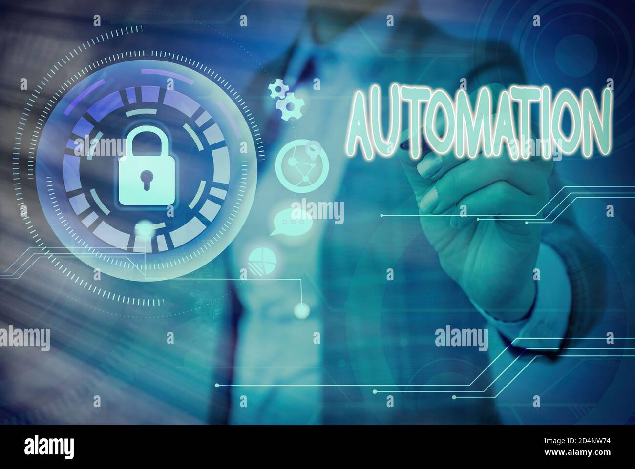Writing Note Showing Automation Business Concept For Automatically Controlled Operation Of An