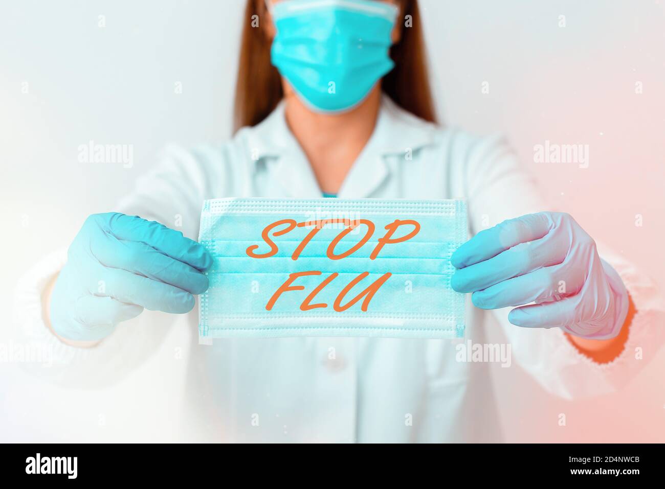 Text sign showing Stop Flu. Business photo showcasing put an end of the ...