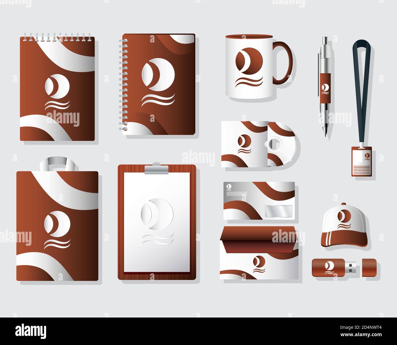 notebooks and set branding icons vector illustration design Stock ...