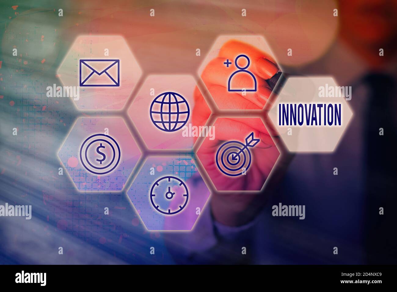 Conceptual hand writing showing Innovation. Concept meaning the application of better solutions ...