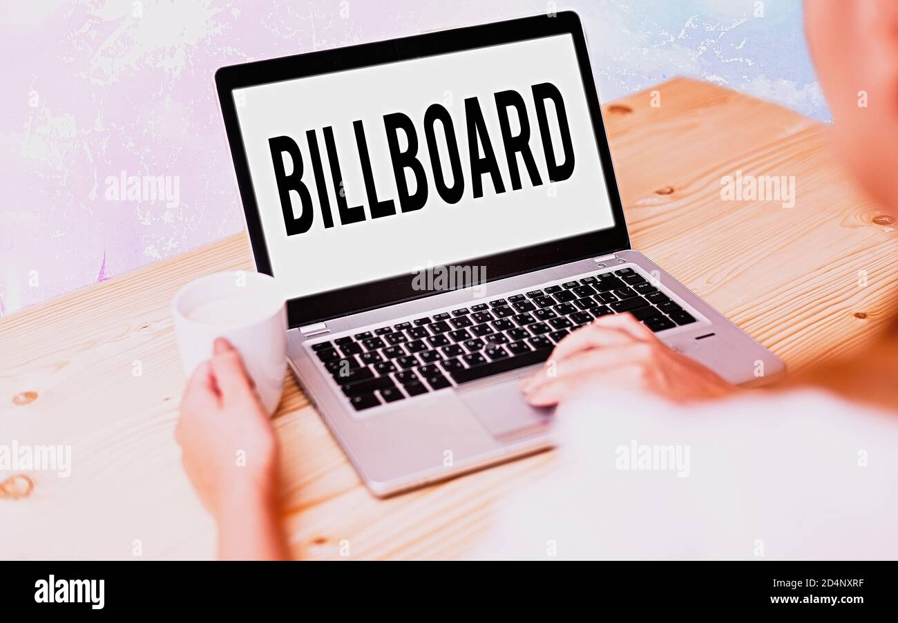 Conceptual hand writing showing Billboard. Concept meaning a flat ...