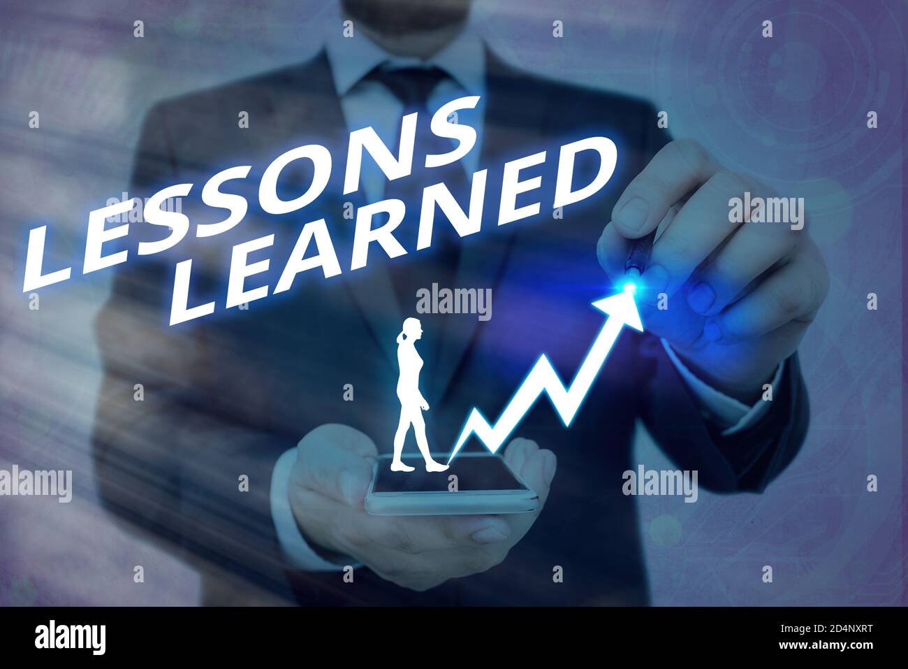 Writing note showing Lessons Learned. Business concept for the knowledge or understanding gained ...
