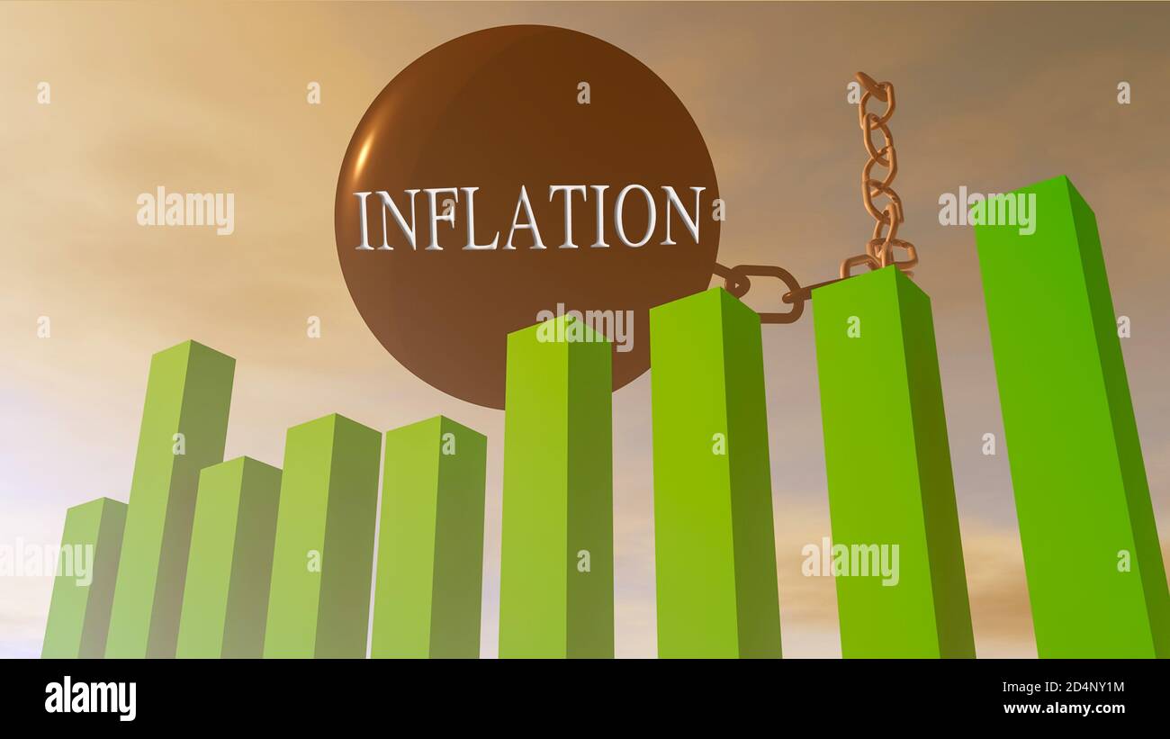 3D rendering illustration of financial stock market influenced by ...