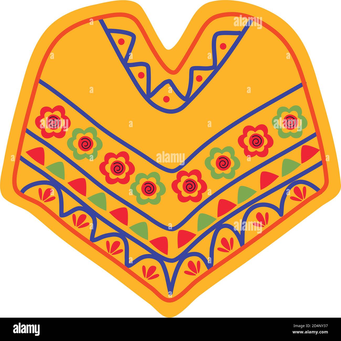 mexican culture poncho flat style vector illustration design Stock ...