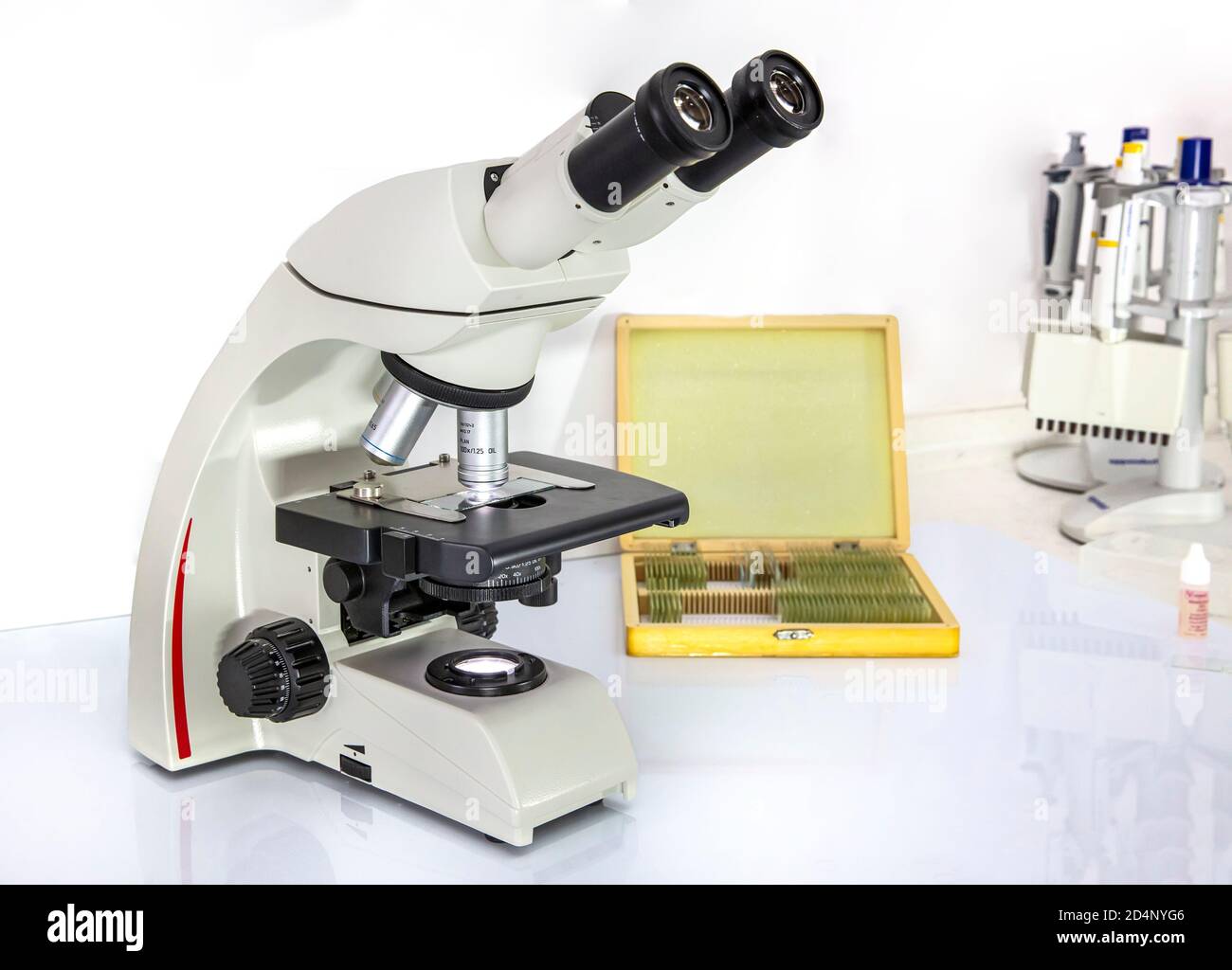 Laboratory lens of Microscope. Microscope on white background, science ...