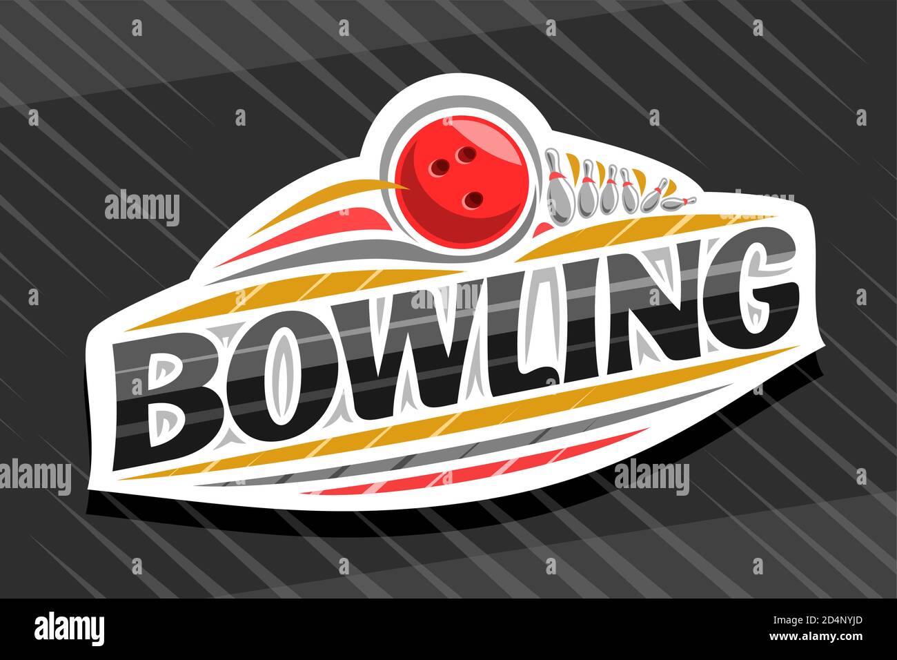 Vector logo for Bowling Sport, white modern emblem with illustration of ...