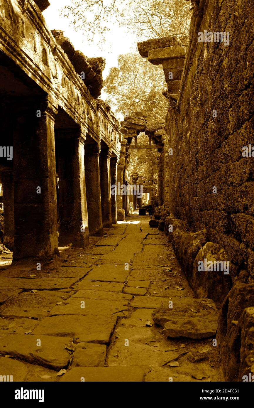 Stone Carvings and Pillars of Ankor Wat Temples Stock Photo - Alamy