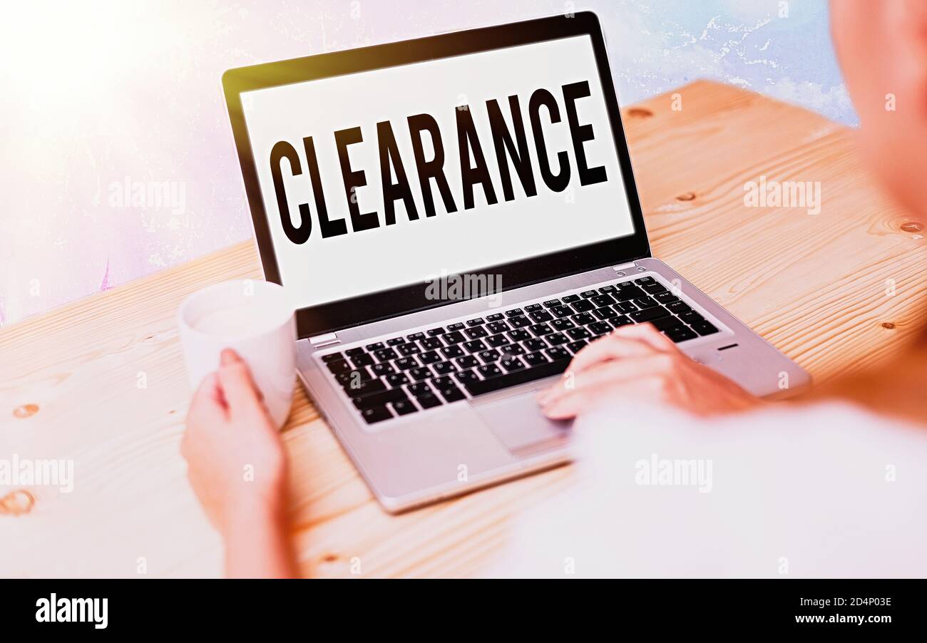 Conceptual hand writing showing Clearance. Concept meaning ...