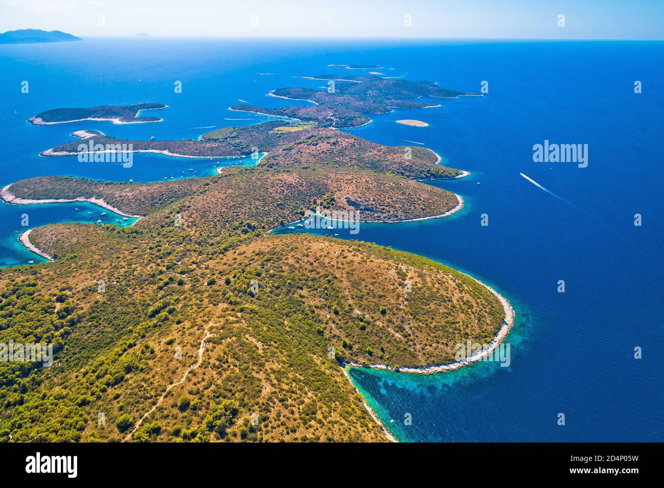 Pakleni otoci yachting destination arcipelago aerial view, Hvar island ...