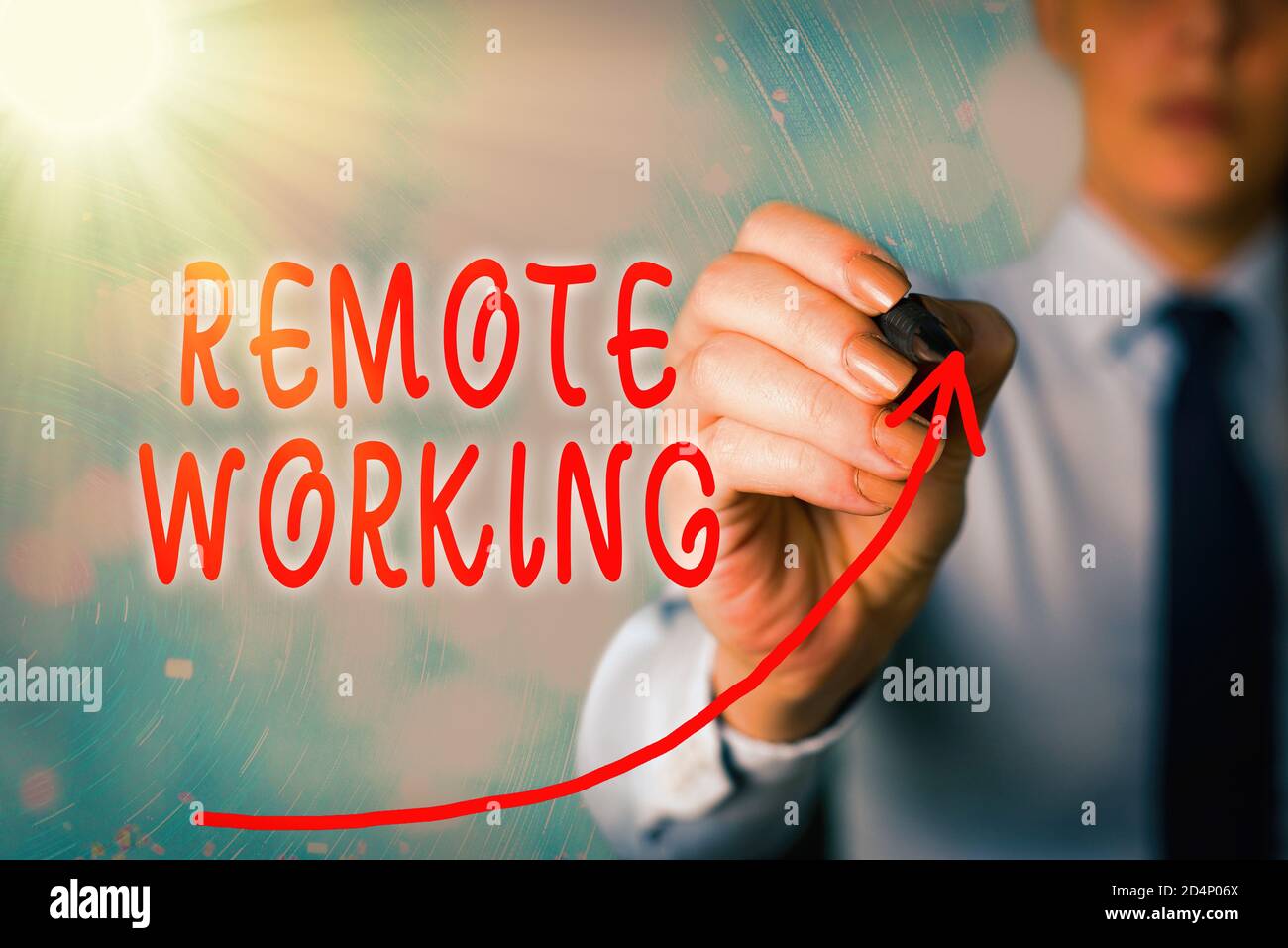 Handwriting text Remote Working. Conceptual photo style that allows ...