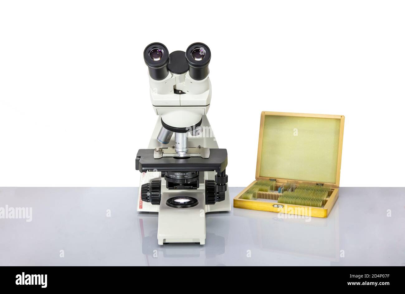 Laboratory lens of Microscope. Microscope on white background, science ...