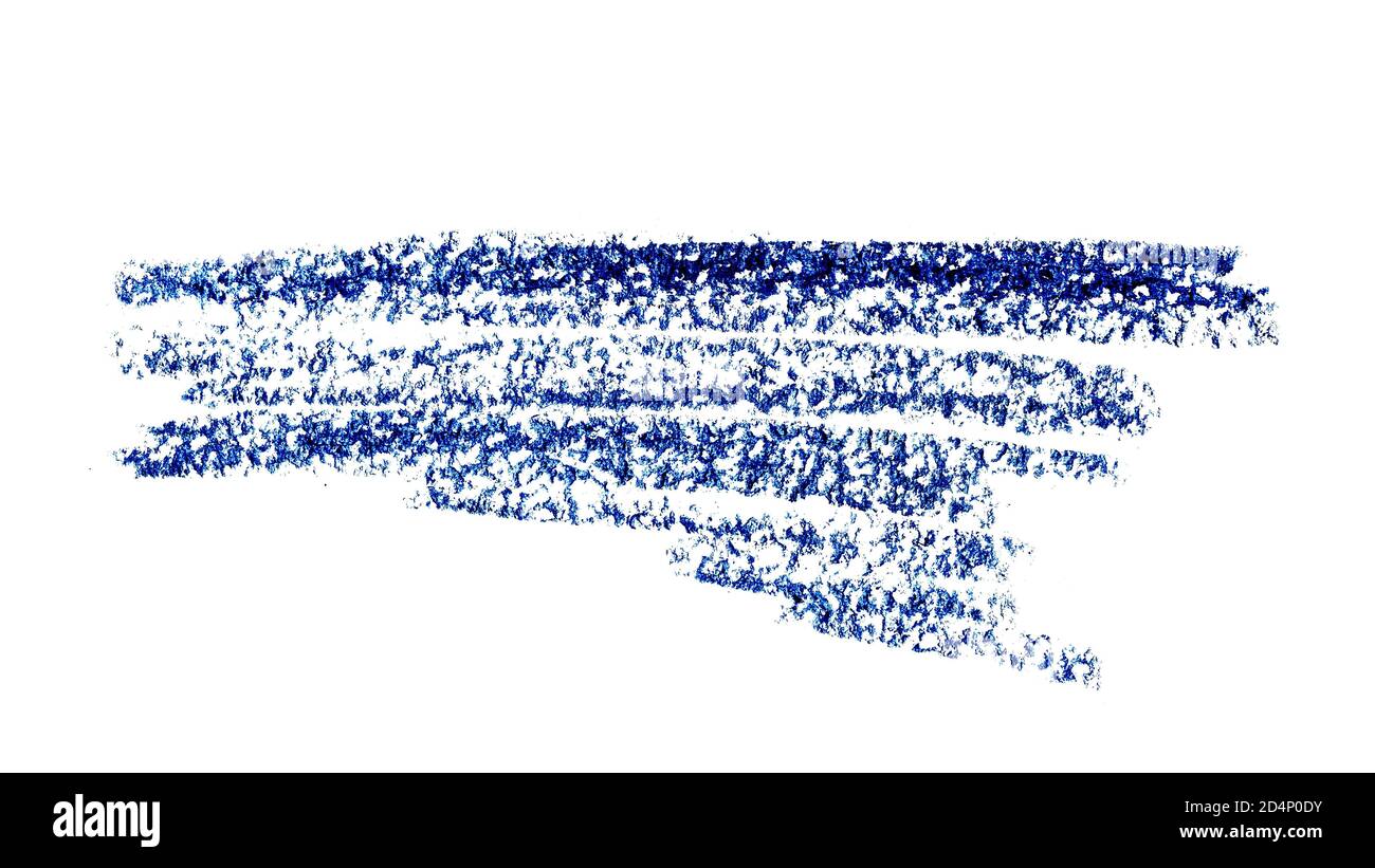 Blue crayon expressive scratches isolated on the white background. Hand ...