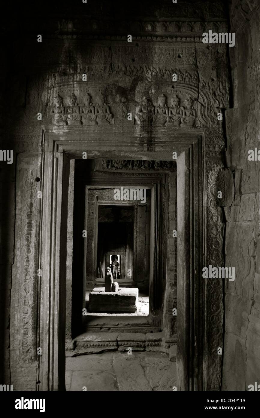 Stone Carvings and Pillars of Ankor Wat Temples Stock Photo - Alamy