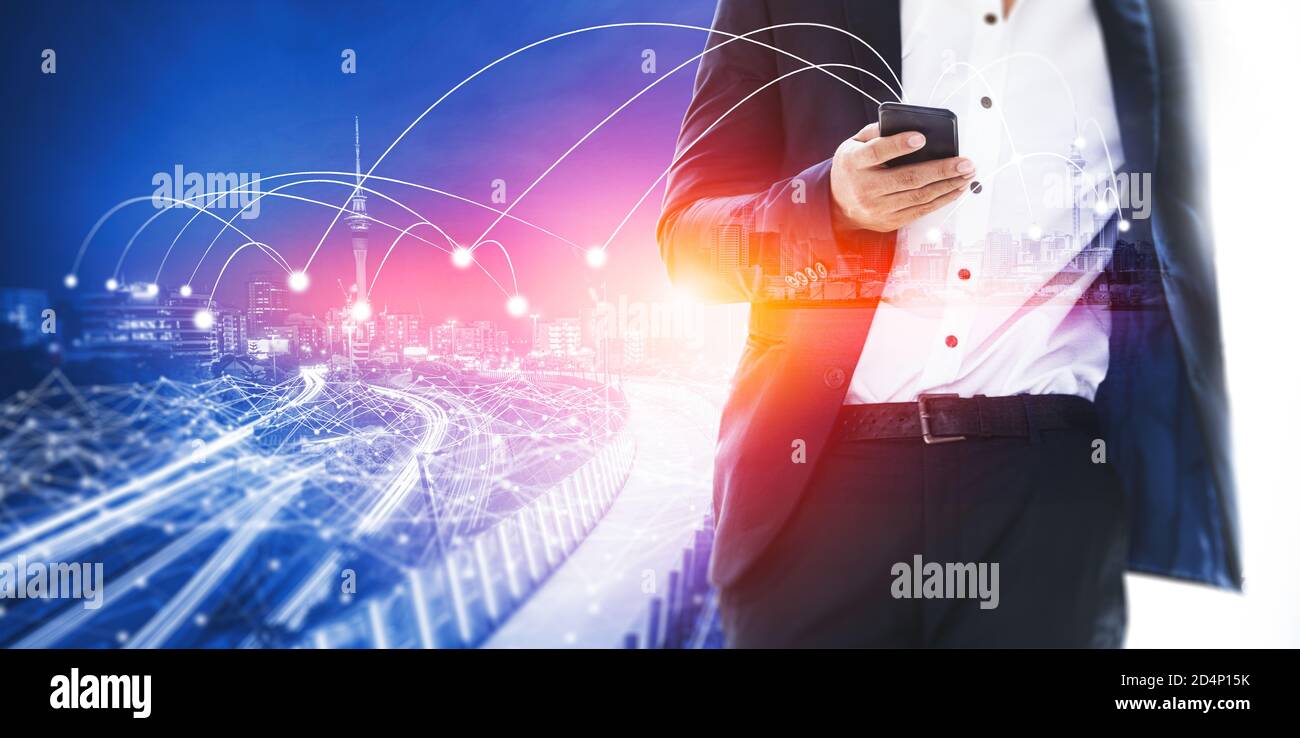 The modern creative communication and internet network connect in smart ...