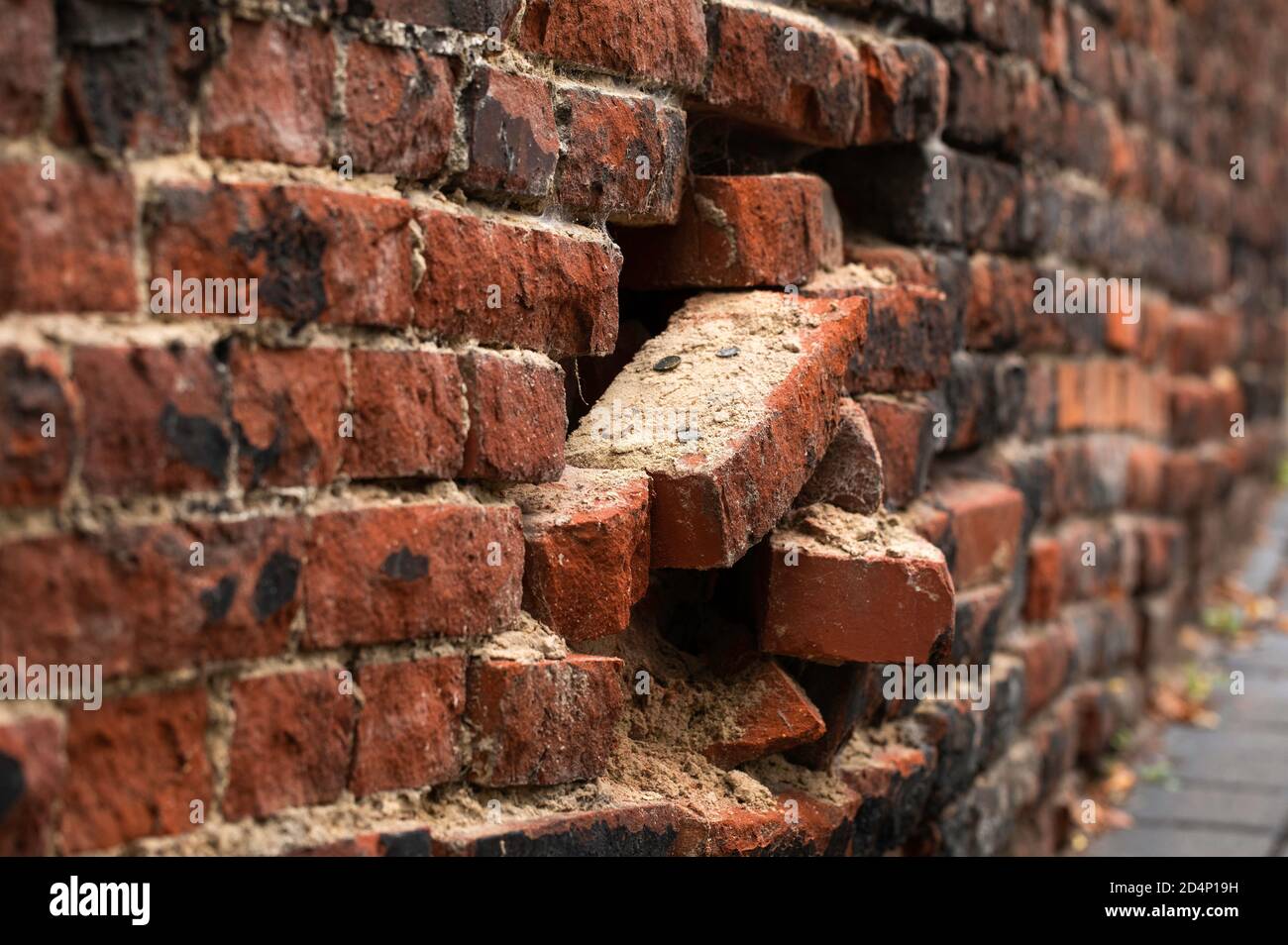A breach in a medieval brick wall, Poland, Gniezno Stock Photo - Alamy