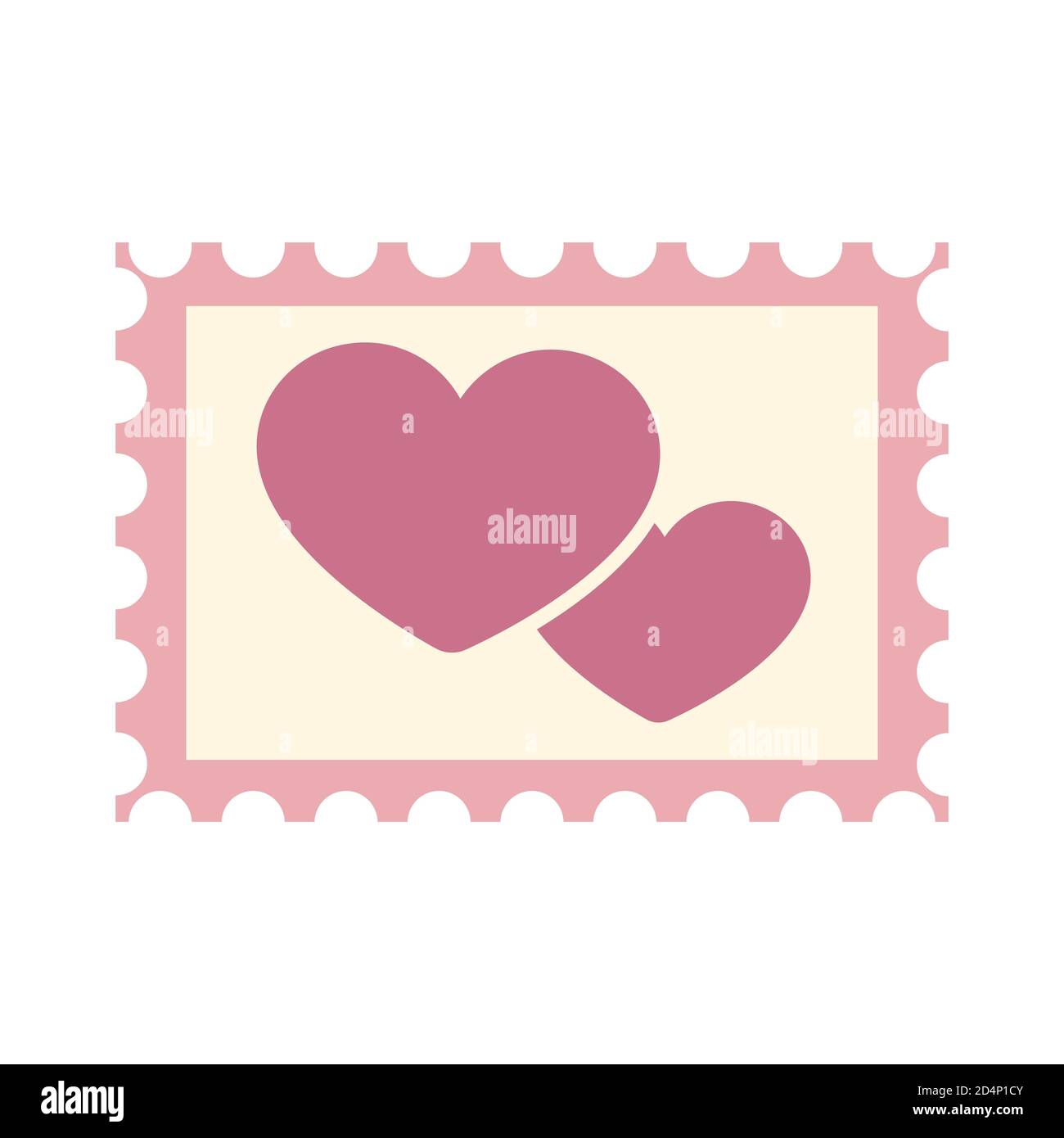 Postage stamp with hearts for valentines day. Romantic postage mail ...