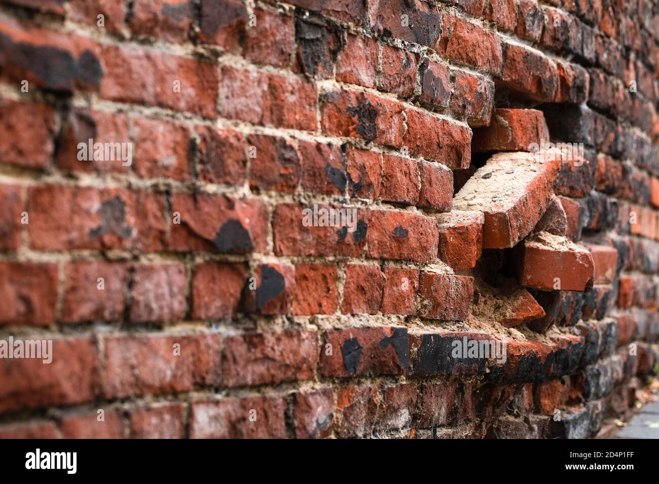 A breach in a medieval brick wall, Poland, Gniezno Stock Photo - Alamy