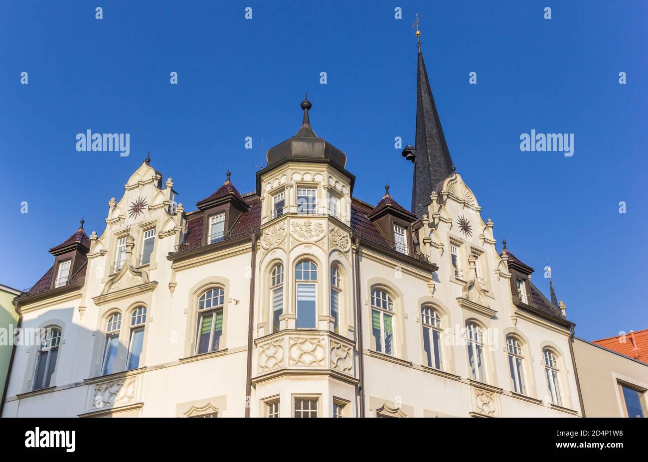 Church tower and historic houses in Weimar, Germany Stock Photo - Alamy