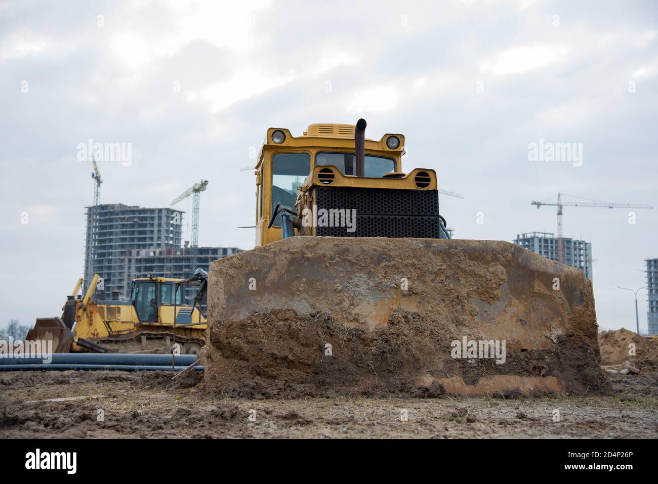 Bulldozer with bucket for pool excavation and utility trenching. Dozers ...