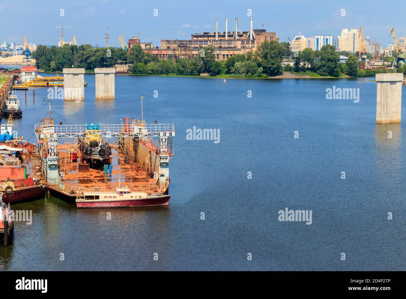 River cargo port in Kiev, Ukraine Stock Photo - Alamy