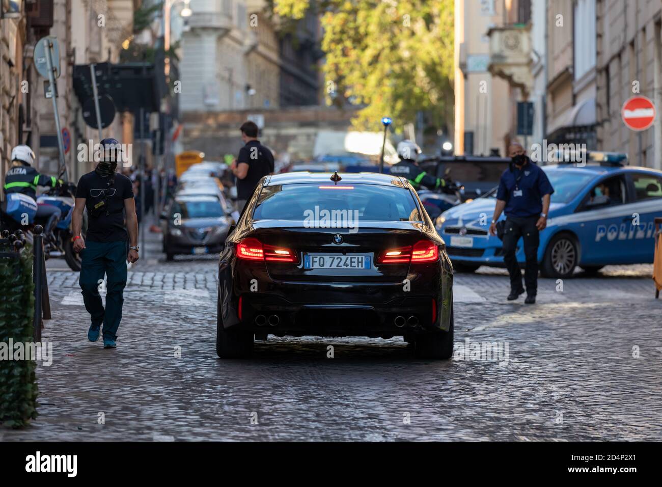 Rome, Italy - October 9, 2020: Scene from the film shooting of "Mission ...