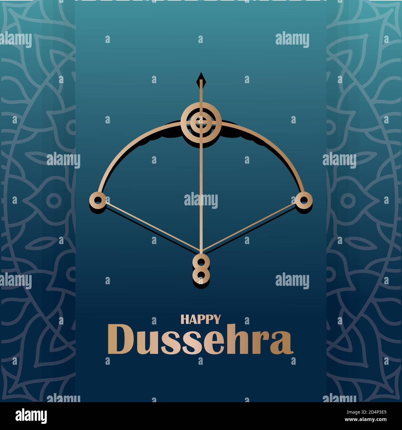 Happy dussehra and bow with arrow on blue mandala background design ...