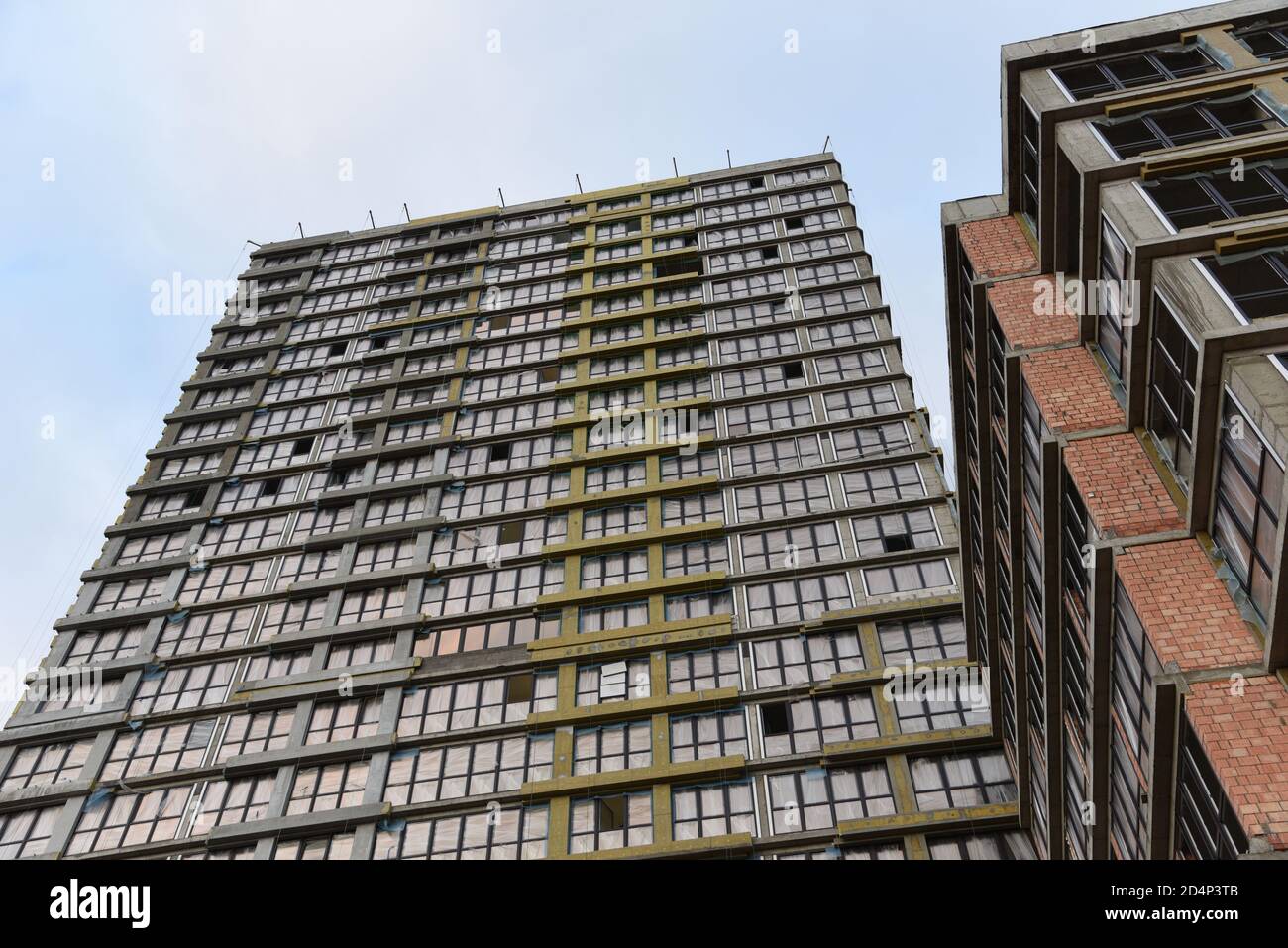 Mineral wool insulation of the facade building on construction site ...