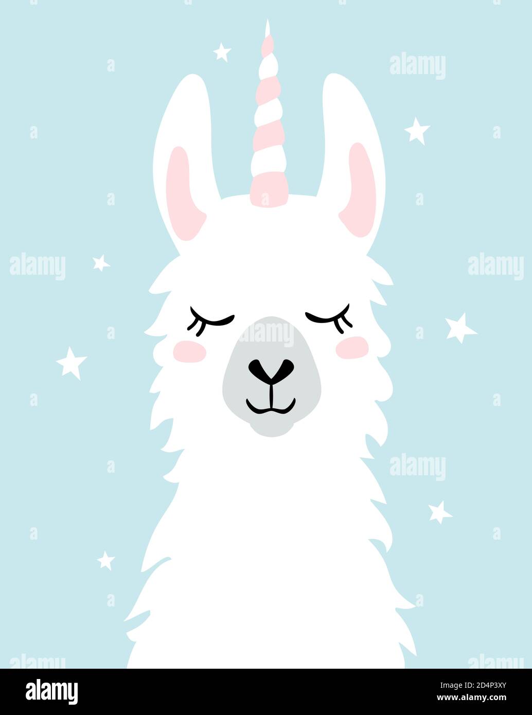 Cute unicorn llama (alpaca). Vector illustration Stock Vector Image ...