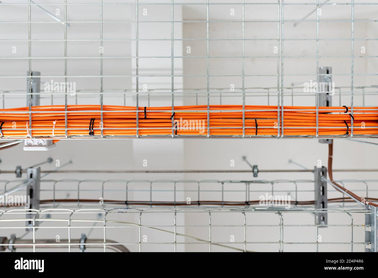 Electrical conduits system and metal pipeline installed on building ...