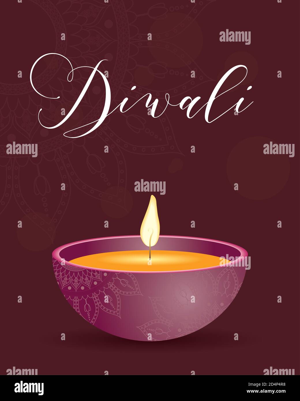 happy diwali celebration lettering with candle in brown background ...