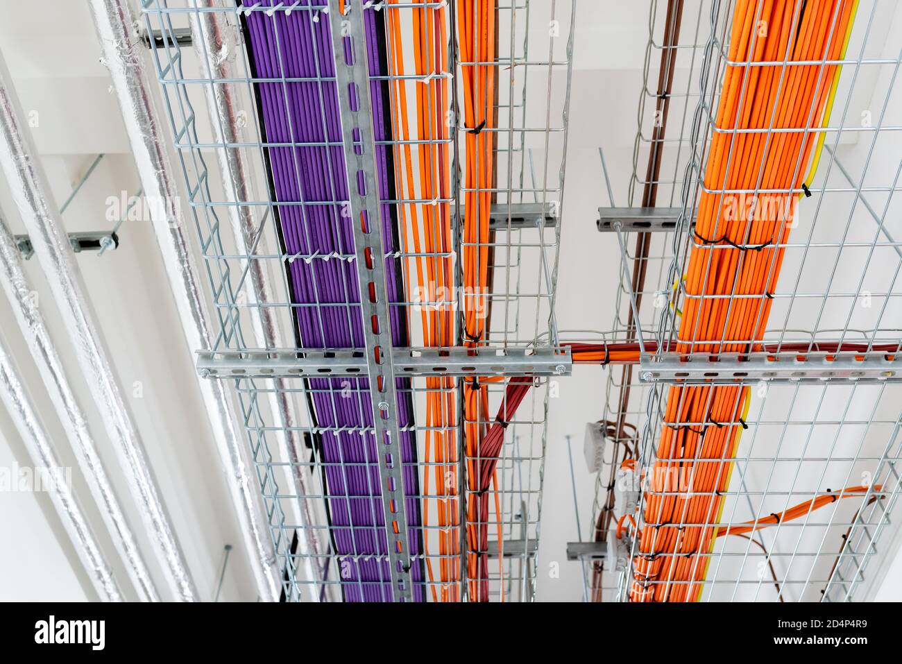 Electrical conduits system and metal pipeline installed on building ...