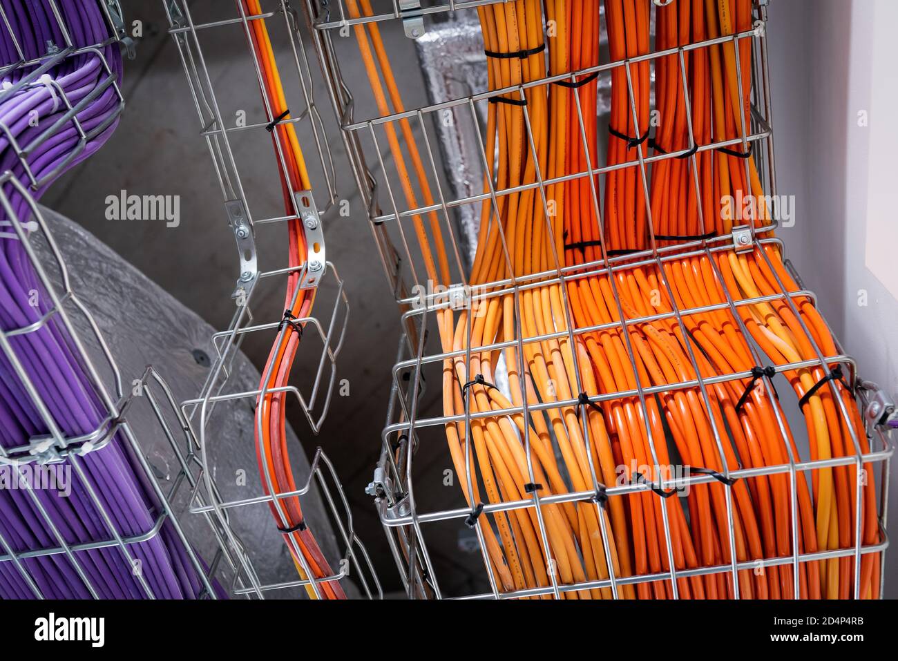 Electrical conduits system and metal pipeline installed on building ...