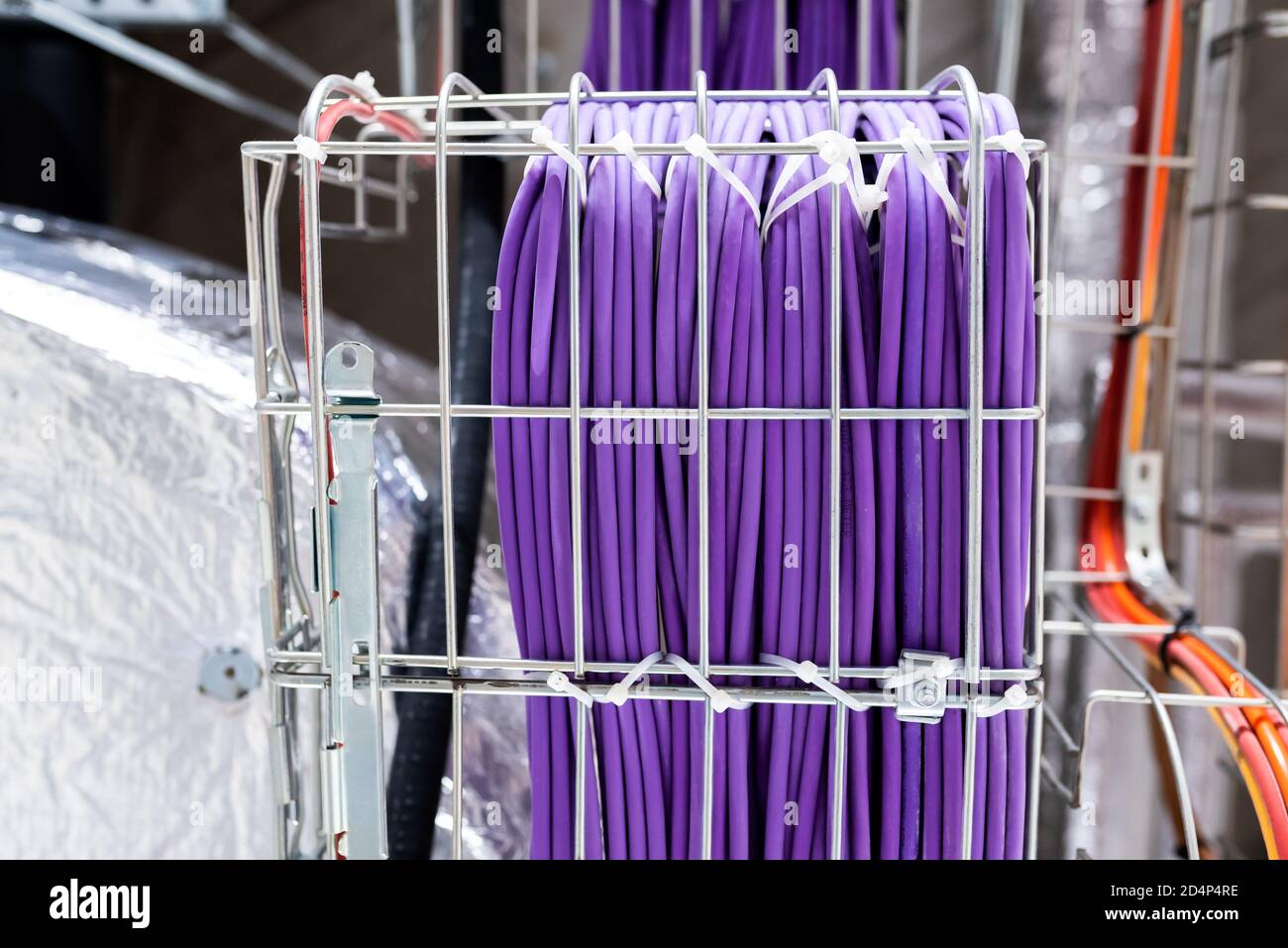 Electrical conduits system and metal pipeline installed on building ...