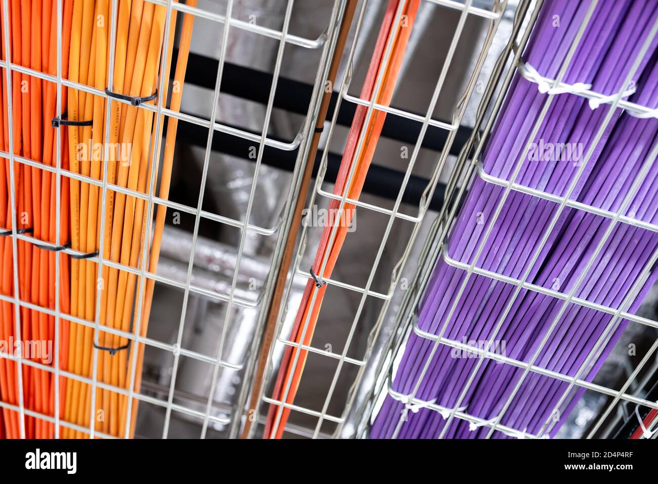 Electrical conduits system and metal pipeline installed on building ...