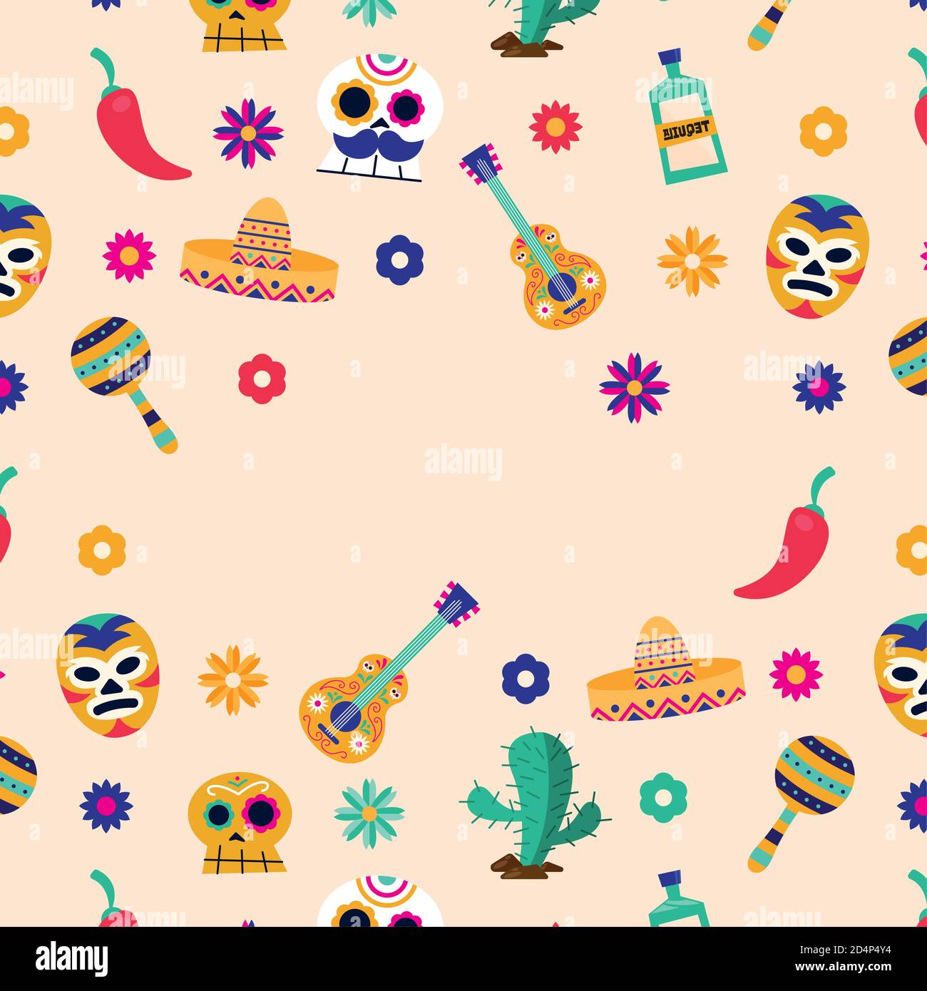 Mexican icon set background design, Mexico culture theme Vector ...