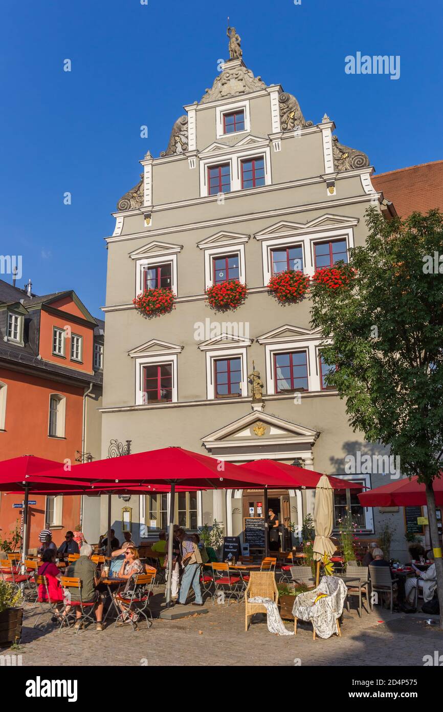 People enjoying the sun at a restaurant in Weimar, Germany Stock Photo ...