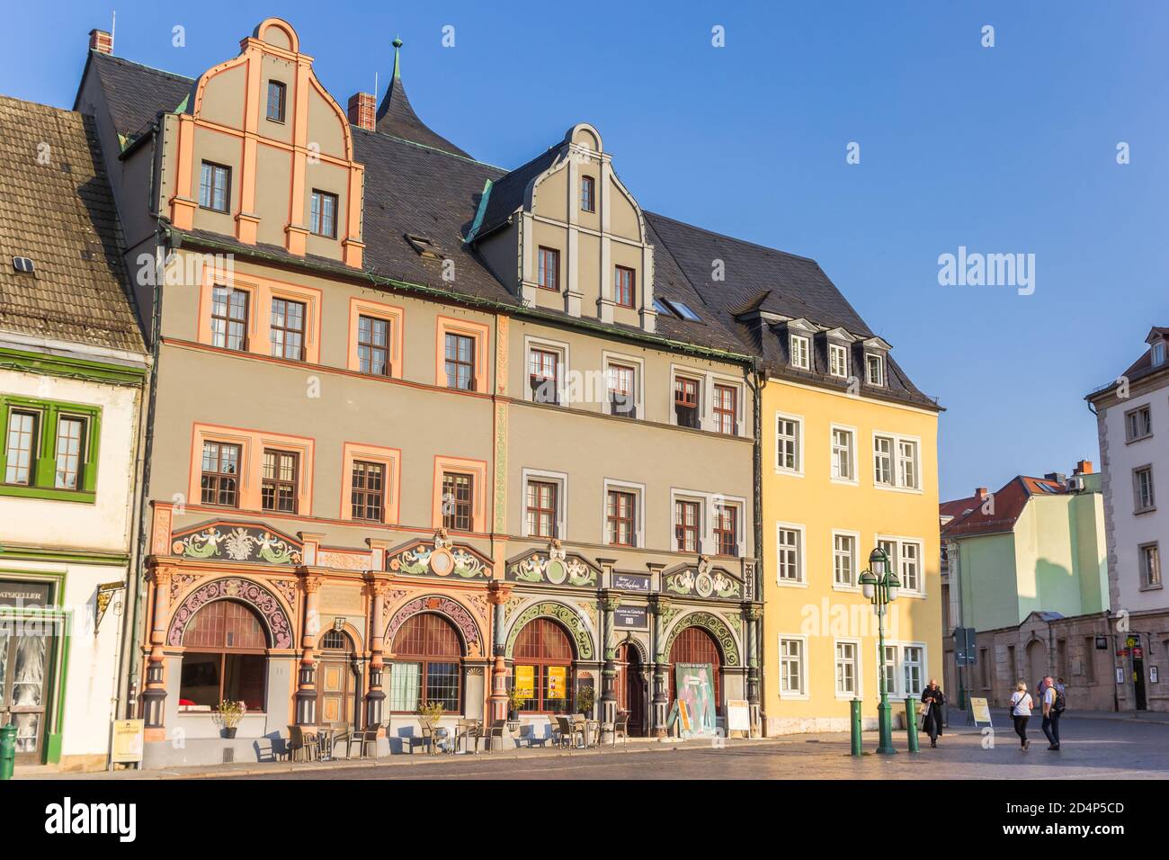 Colorful buildings on the market square of Weimar, Germany Stock Photo ...