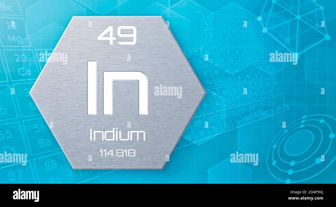 Chemical element of the periodic table - Indium Stock Photo - Alamy