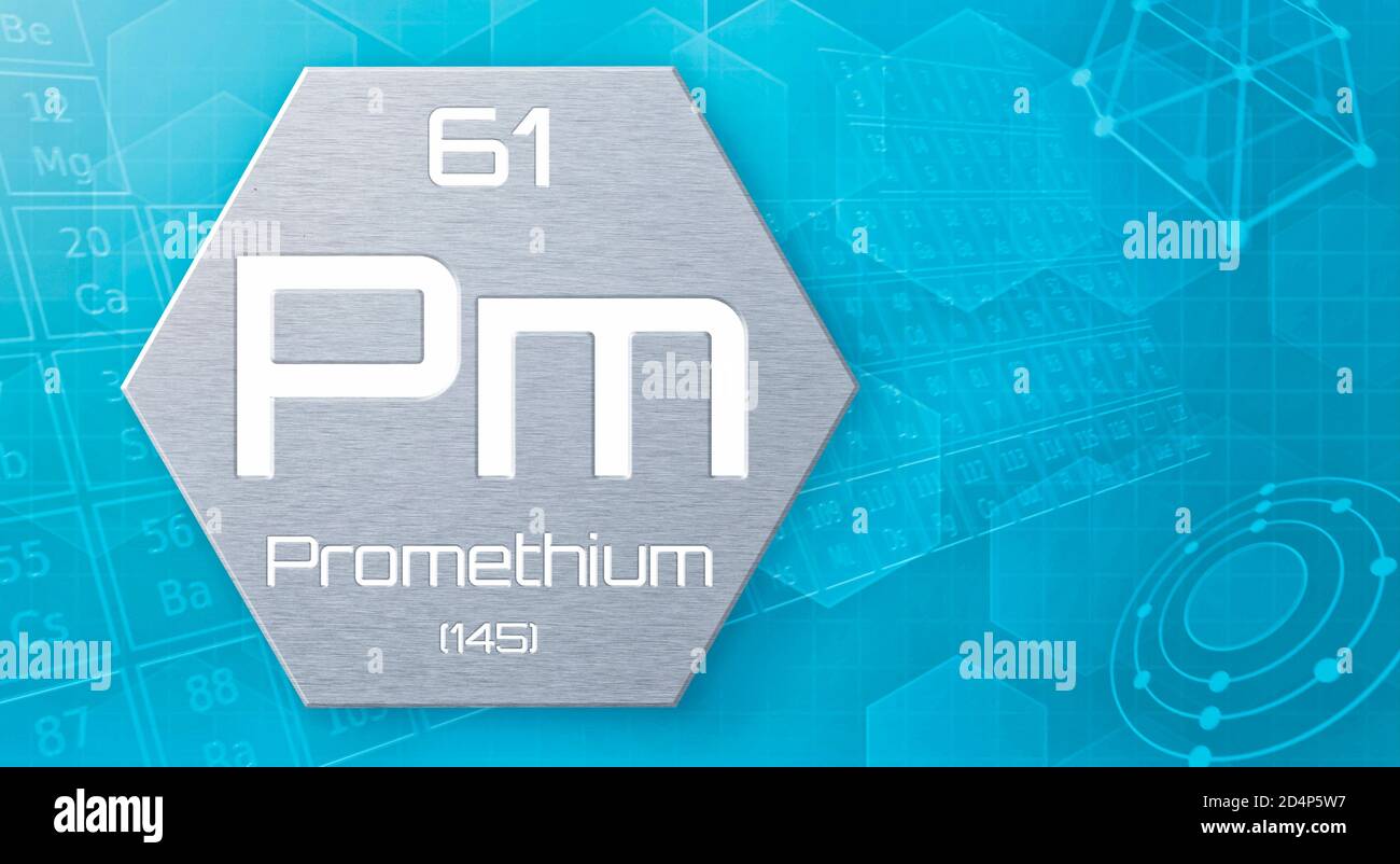 Chemical element of the periodic table - Promethium Stock Photo - Alamy