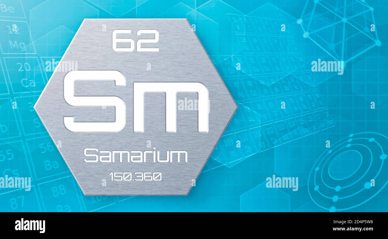 Chemical element of the periodic table - Samarium Stock Photo - Alamy
