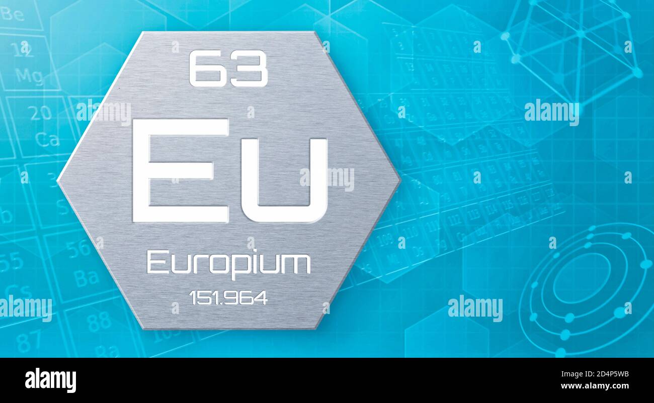Chemical element of the periodic table - Europium Stock Photo - Alamy