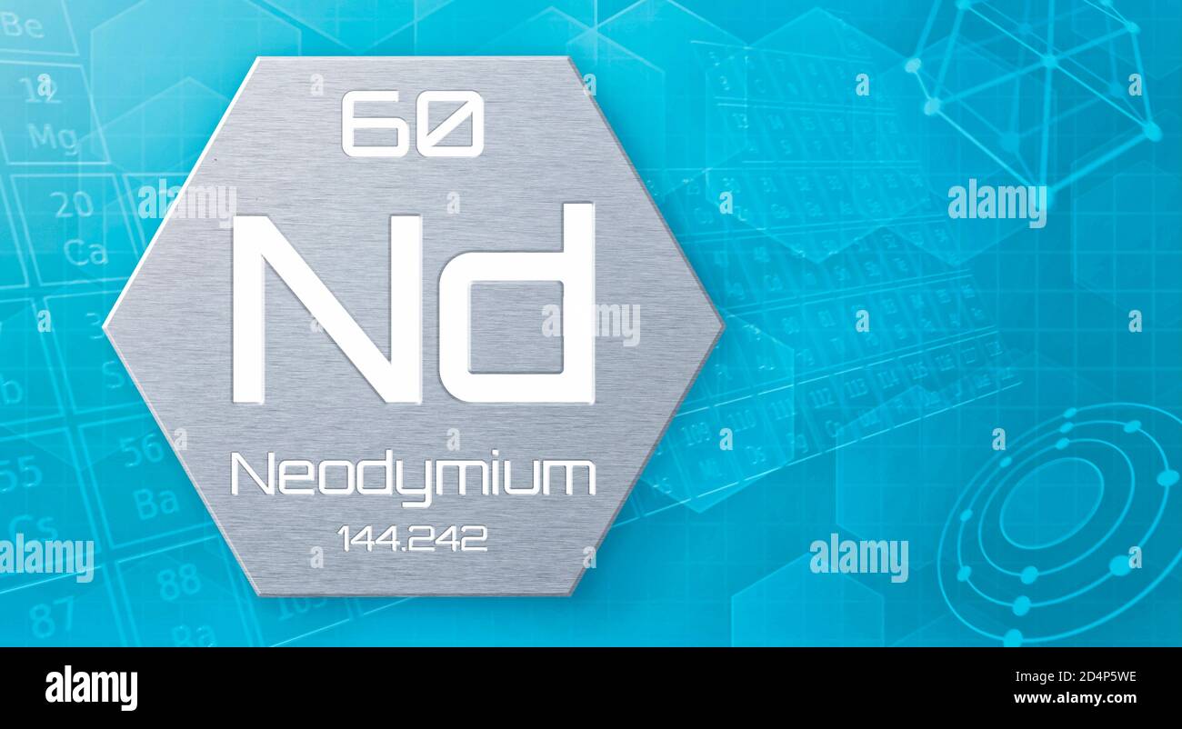Chemical element of the periodic table - Neodymium Stock Photo - Alamy